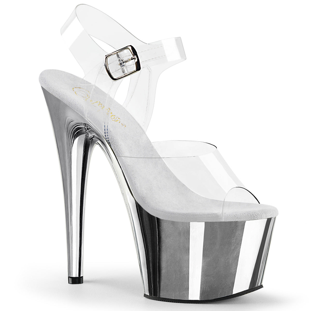 Adore-708 Clear-Matching/Silver Chrome, 7" Heels (Speed Heels ...
