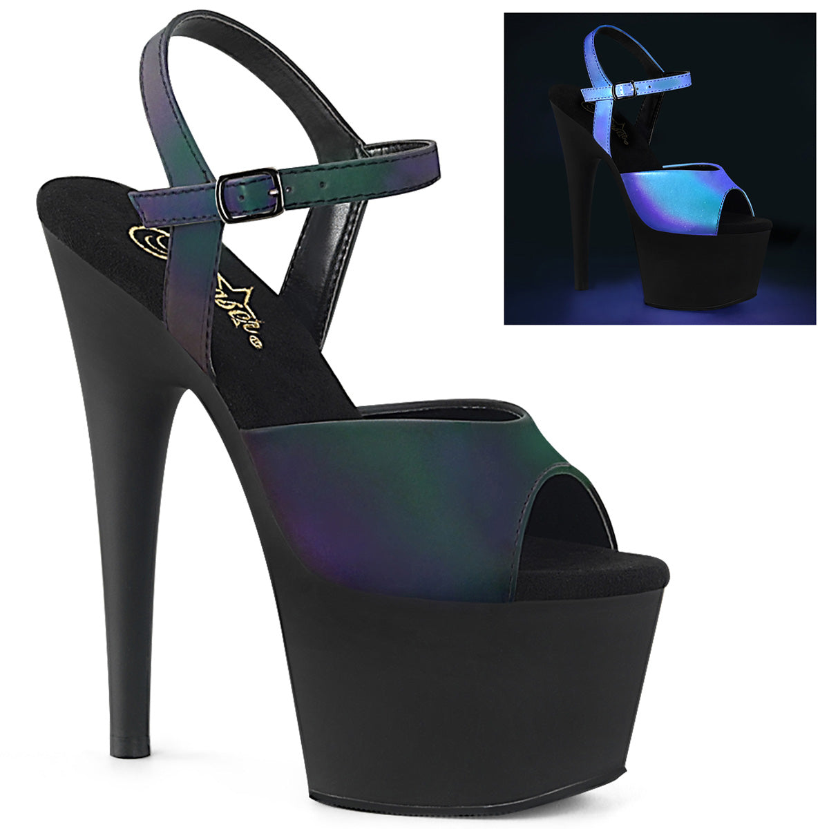 Adore-709REFL Green Multi Reflective 7" Heel (Speed Heels ...